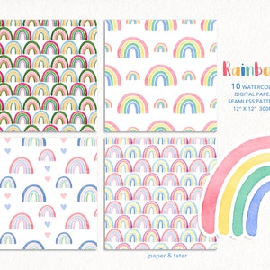 Watercolor Rainbow Digital Papers Fabric Seamless Pattern - Etsy