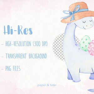 Watercolor Spring Dinosaur Clipart, Pastel Dino Clip Art, Easter Baby ...