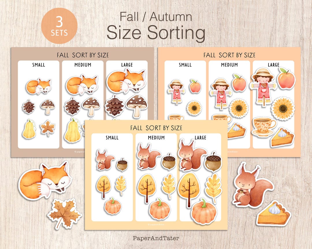 Fall Size Sorting Game for Kids - Autumn-themed Sort by Size Activity ...