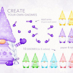 Pastel Gnomes Watercolor Clipart, Rainbow Party Gnomes PNG - Etsy
