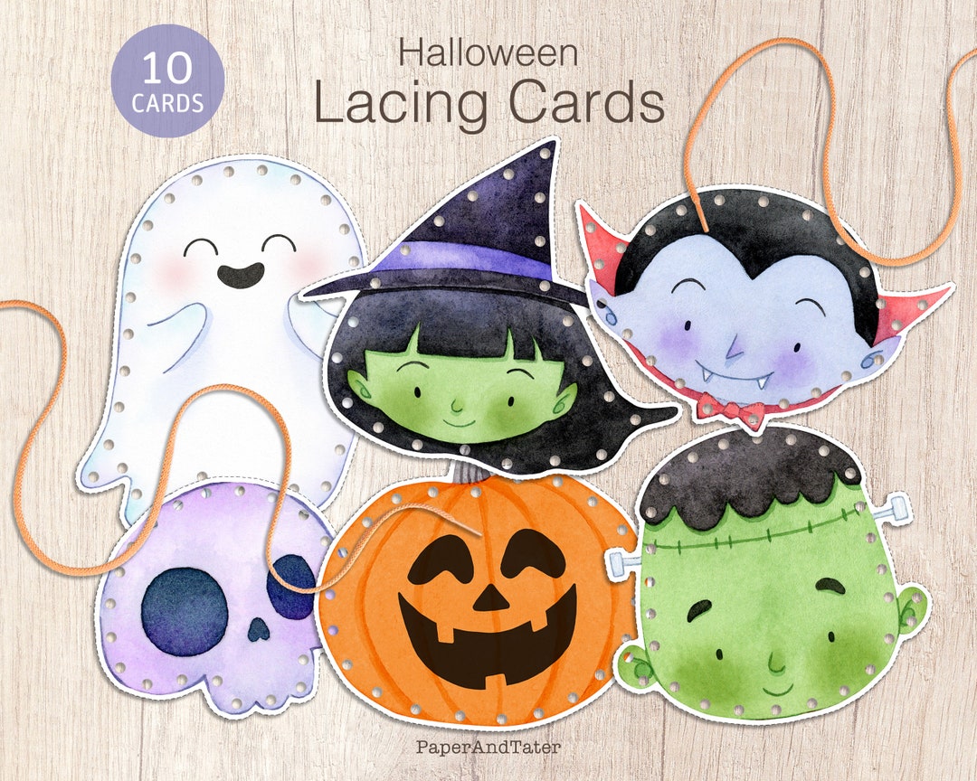 Halloween Lacing Cards for Kids - Toddler Fine Motor Activity - Fun Non ...