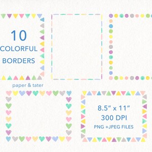 Watercolor Pastel Rainbow Borders Clipart Graphic, Colorful Frame Clip ...