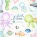 Watercolor Sea Animals Clipart, Cute Ocean Baby Animals PNG - Etsy