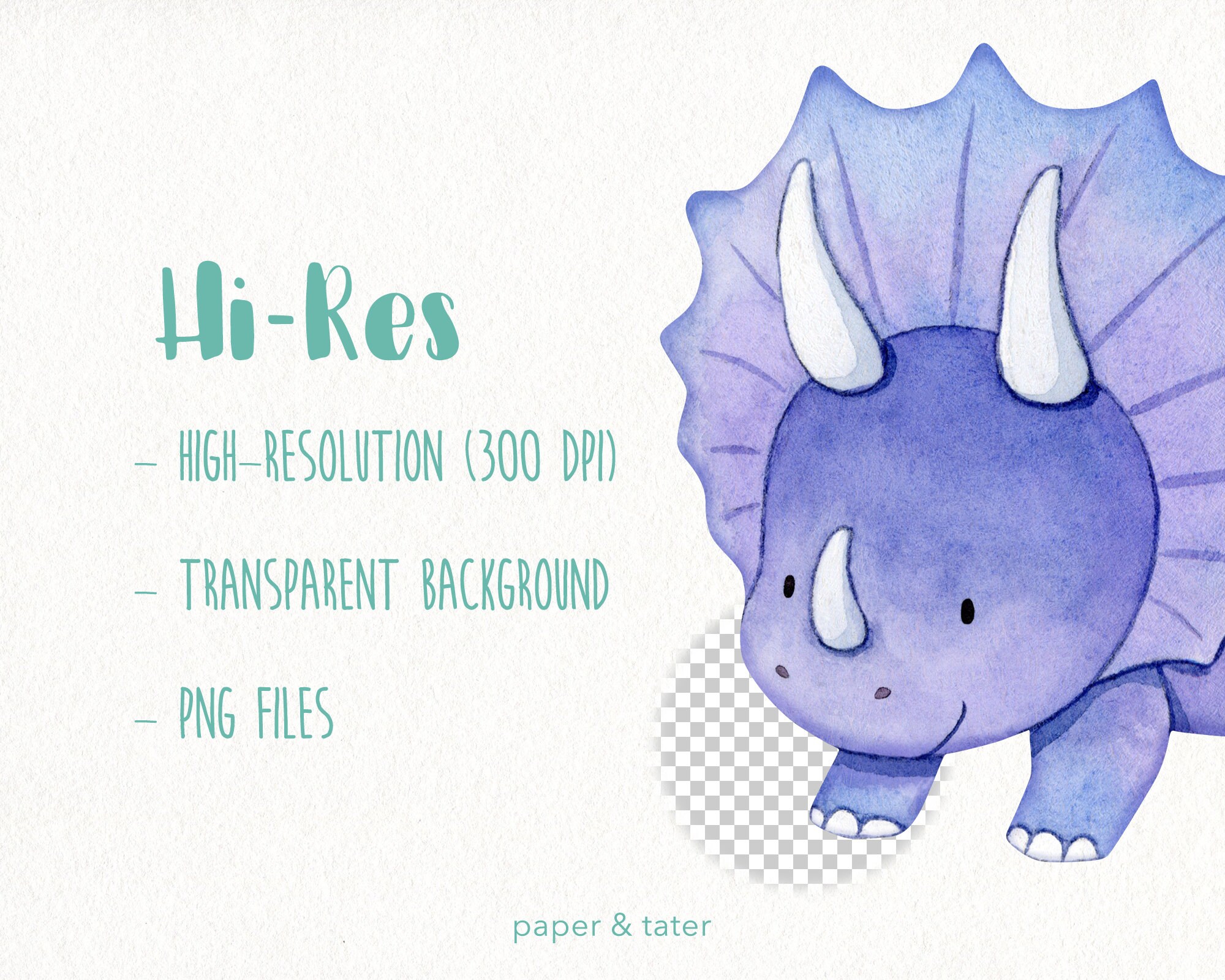 Watercolor Baby Dinosaur Clipart Graphics Dino Clip Art T - Etsy