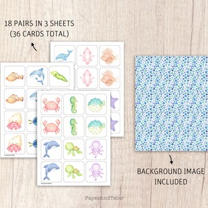 Ocean Memory Game for Kids, Sea Animal Matching Board Game, Preschool ...