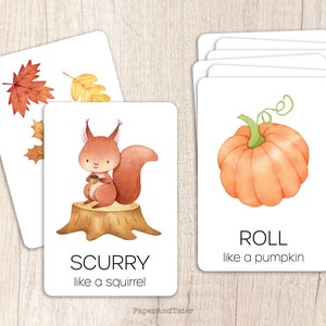 Fall Movement Cards, Autumn Action Cards, Educational Preschool ...