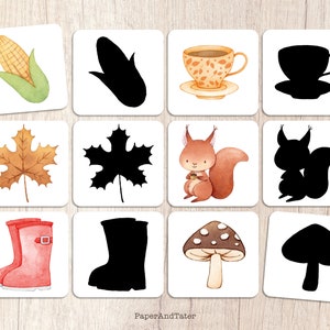 Fall Shadow Matching Cards, Autumn Matching Game, Fall Preschool ...