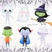 Watercolor Halloween Clipart Cute Monsters Witch Vampire - Etsy