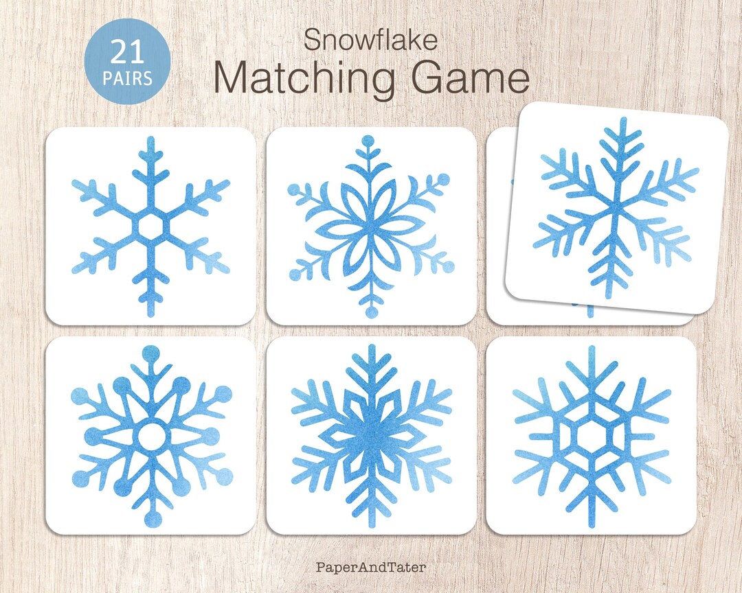 Snowflake Matching Game for Kids Winter Educational Preschool Activity ...