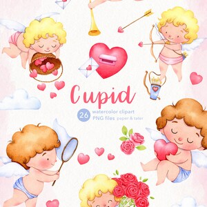 Watercolor Cupid Clipart, Valentines Day Love Graphics, Baby Angel ...