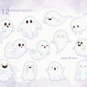 Halloween Little Ghost Watercolor Clipart, Cute Halloween Boo PNG - Etsy