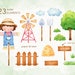 Watercolor Cute Farm Animals Clipart Graphics, Farmhouse Barn, Tractor ...