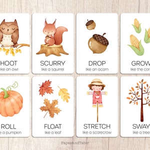 Fall Movement Cards, Autumn Action Cards, Educational Preschool ...