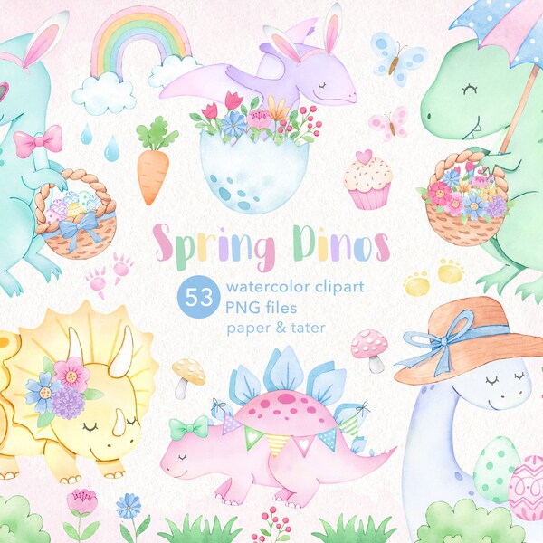 Pastel Dino Clipart - Etsy