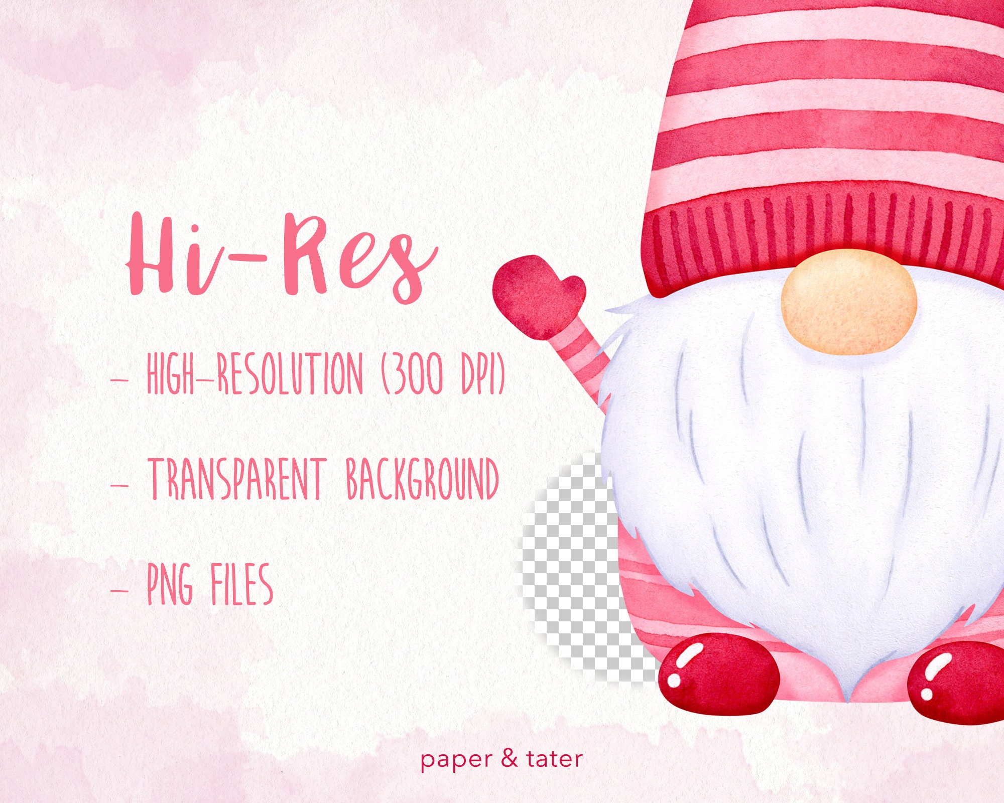 Watercolor Valentine Gnomes Clipart Graphics Nordic Gnomes | Etsy