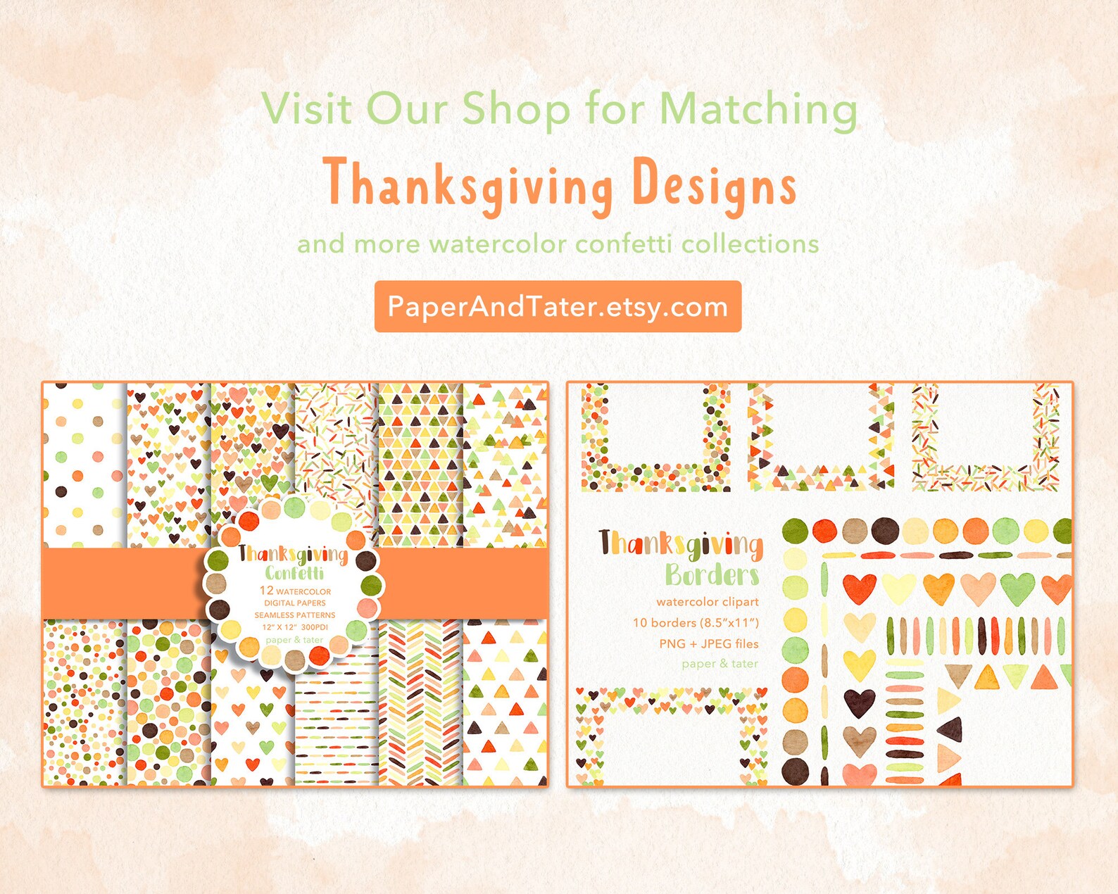 Watercolor Thanksgiving Borders Clipart Colorful Fall Rainbow - Etsy