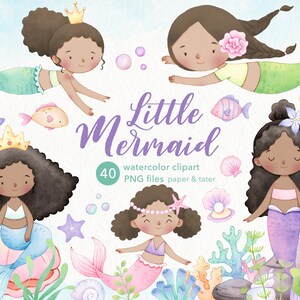 Cute Mermaids Watercolor Clipart, Mermaid PNG - Etsy