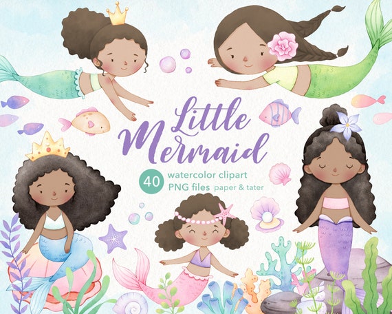 Cute Mermaids Watercolor Clipart Mermaid PNG - Etsy