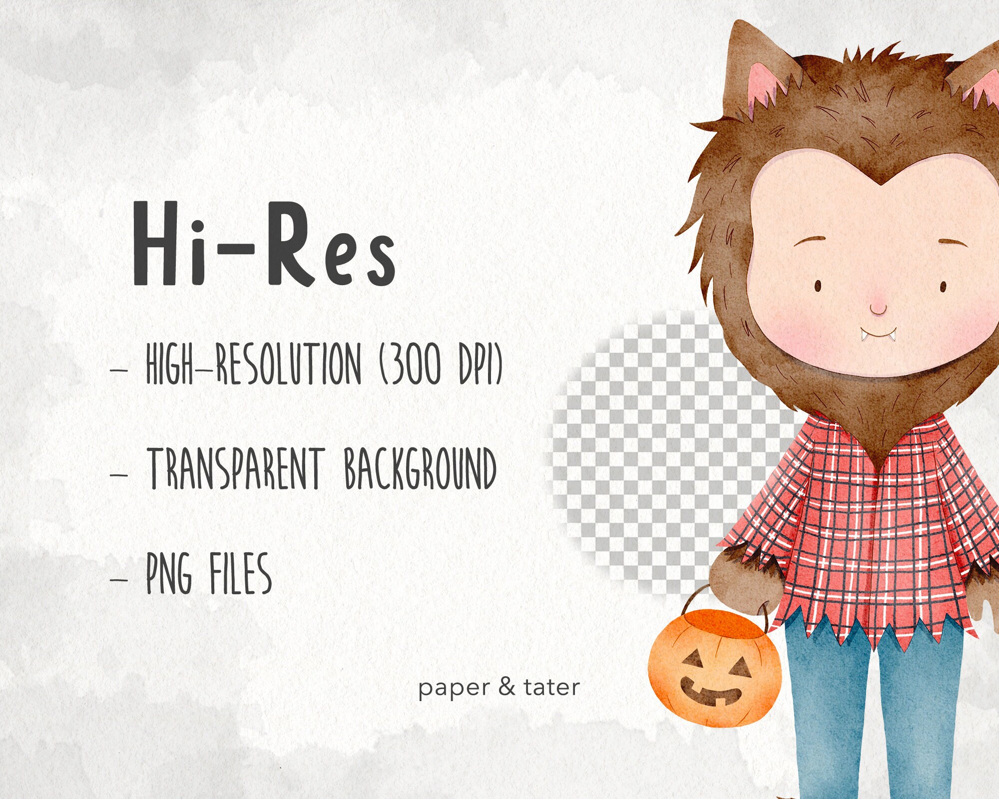 Trick or Treat Halloween Clipart Watercolor Halloween Costume - Etsy