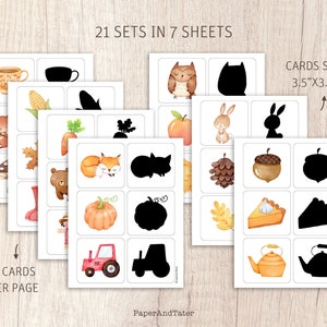 Fall Shadow Matching Cards, Autumn Matching Game, Fall Preschool ...