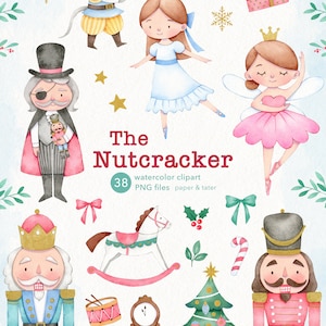 Nutcracker Ballet Christmas Watercolor Clipart, Classic Xmas Story PNG ...