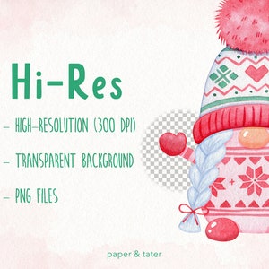 Watercolor Christmas Gnomes Clipart, Nordic Gnomes, Cute Xmas Gnome ...