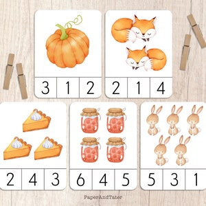 Fall Count and Clip Cards 1-10, Autumn Counting Cards, Educational ...