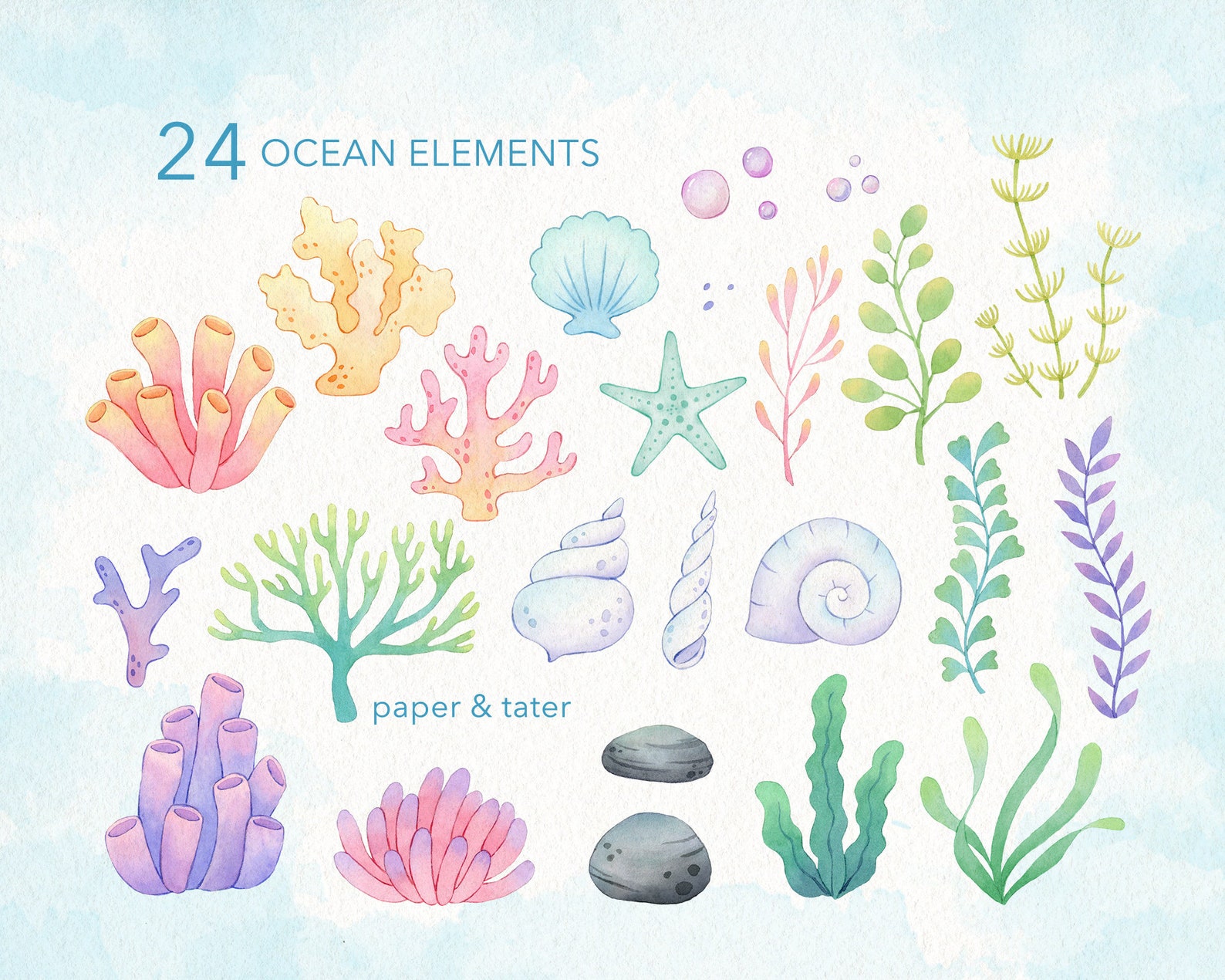 Watercolor Sea Animals Clipart Cute Ocean Baby Animals PNG - Etsy