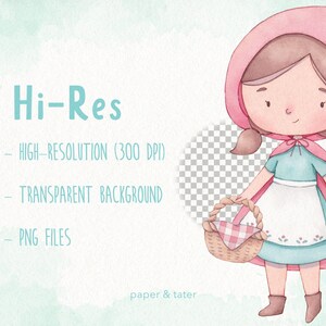 Little Red Riding Hood Watercolor Clipart, Woodland Fairy Tale PNG - Etsy