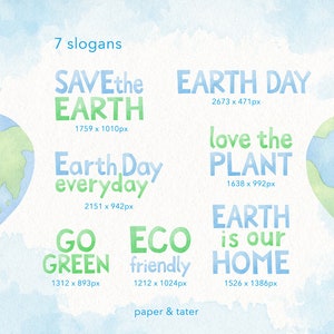 Watercolor Earth Day Clipart, Environment Graphics, Eco Friendly ...