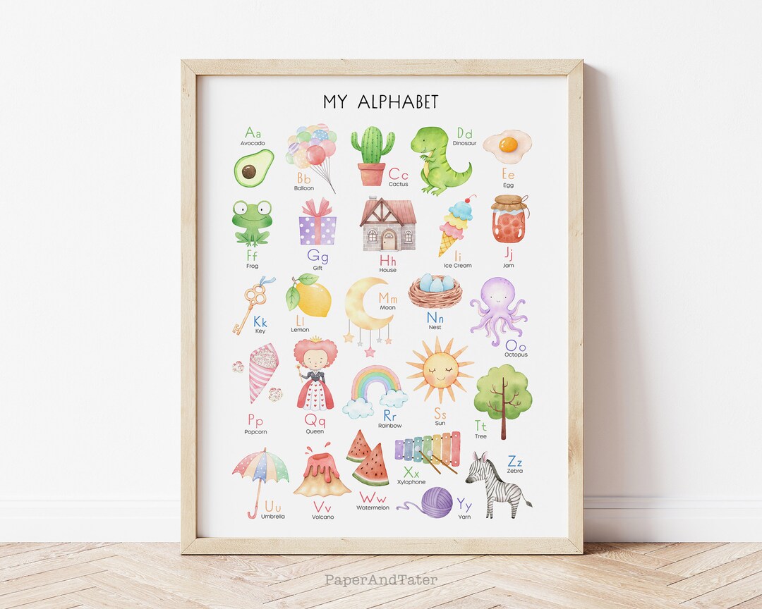 Printable Kids Alphabet Poster Colorful ABC Wall Art Digital Download ...