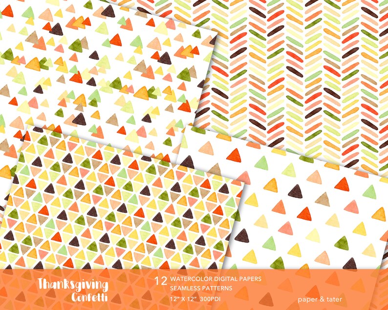 Watercolor Thanksgiving Confetti Digital Papers Fabric - Etsy