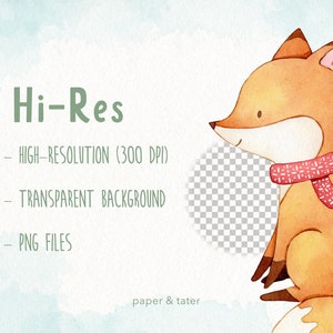 Woodland Christmas Watercolor Clipart, Cute Xmas Animals PNG - Etsy