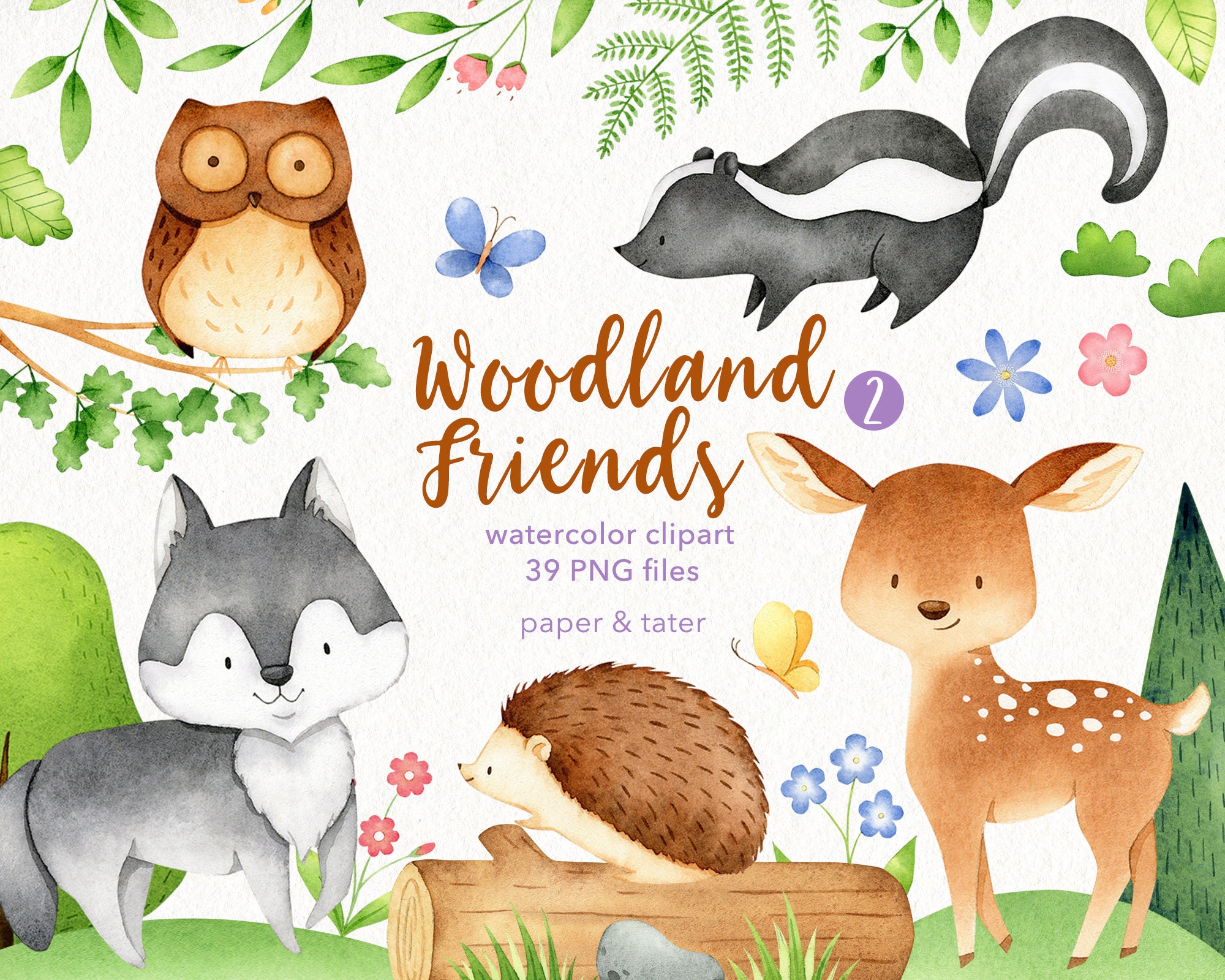 Materials Woodland Animals Clipart Watercolor Clip art Bear Clipart ...