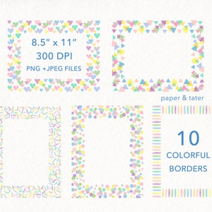 Watercolor Pastel Rainbow Borders Clipart Graphic, Colorful Frame Clip ...