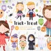 Trick or Treat Halloween Clipart, Watercolor Halloween Costume Kids PNG ...