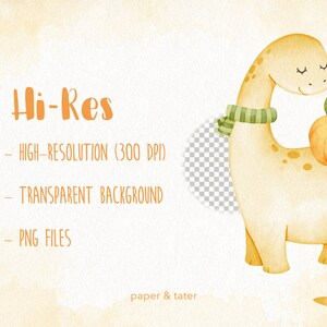 Watercolor Autumn Dinosaur Clipart, Fall Dino Clip Art, Thanksgiving ...