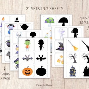 Halloween Shadow Matching Cards, Halloween Matching Game, Fall ...
