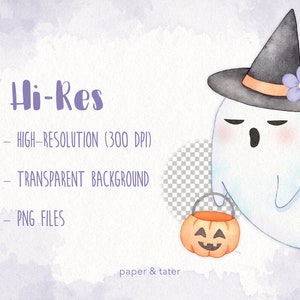 Halloween Little Ghost Watercolor Clipart, Cute Halloween Boo PNG - Etsy