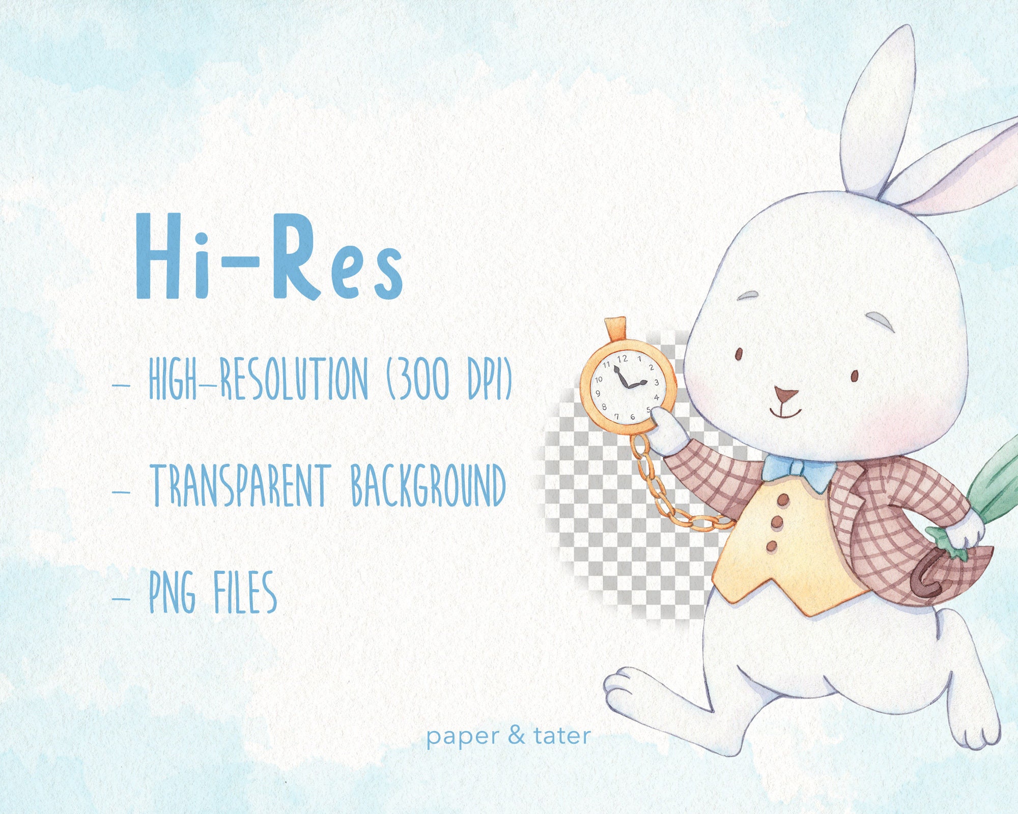 Alice in Wonderland Watercolor Clipart Tea Party Alice PNG - Etsy