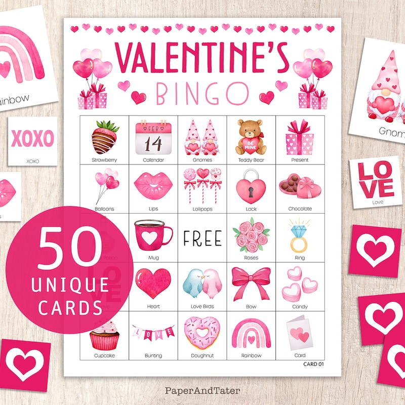 Valentine Bingo Cards - Etsy
