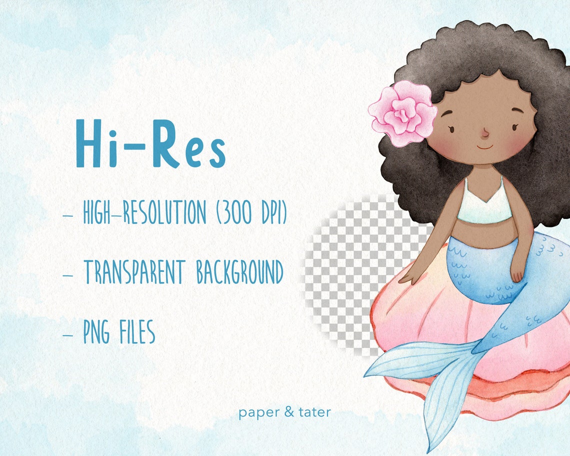 Cute Mermaids Watercolor Clipart Mermaid PNG - Etsy