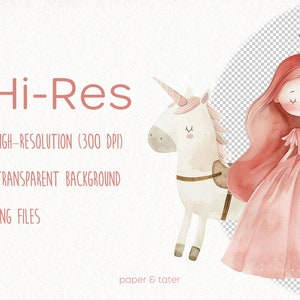 Pink Little Princess Watercolor Clipart, Fairytale Princess PNG - Etsy