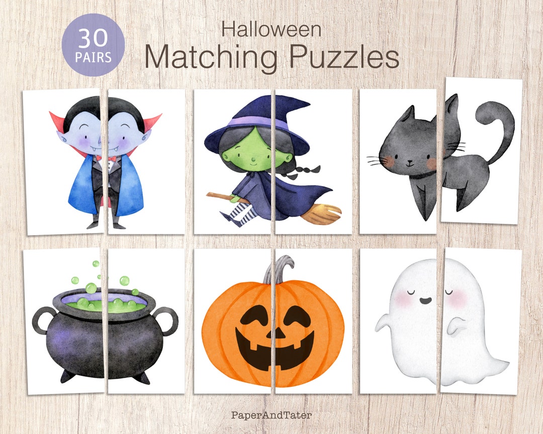 Halloween Matching Puzzles for Kids – Printable Memory Game ...