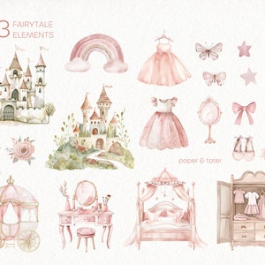 Pink Little Princess Watercolor Clipart, Fairytale Princess PNG - Etsy