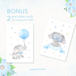 Watercolor Blue Baby Elephant Clipart Graphics, Cute Baby Boy Nursery ...