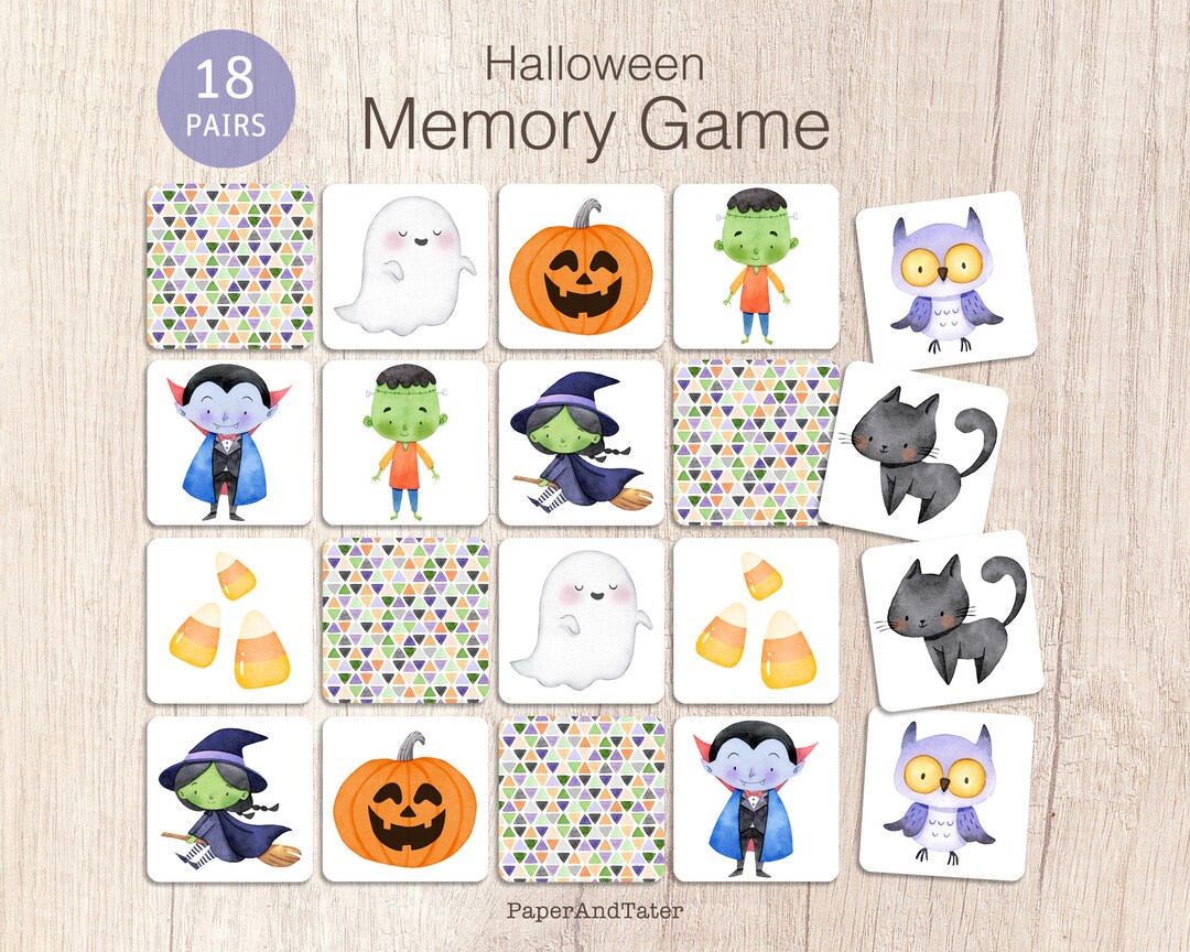 Juego de memoria de Halloween para niños, juego de mesa de combinación ...