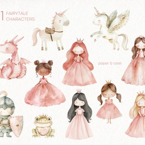 Pink Little Princess Watercolor Clipart, Fairytale Princess PNG - Etsy