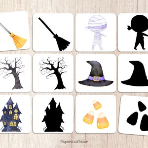 Halloween Shadow Matching Cards, Halloween Matching Game, Fall ...