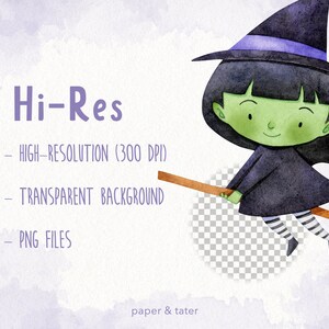 Watercolor Halloween Clipart, Cute Monsters, Witch, Vampire, Ghost ...